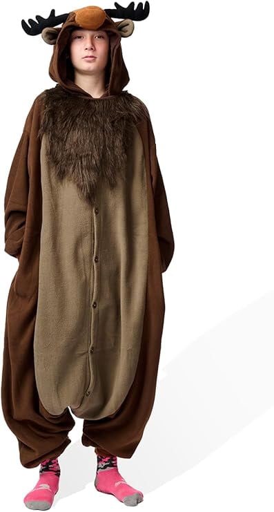 Moose Kigurumi Unisex Adult Onesie Pajamas Animal One Piece Costume ...