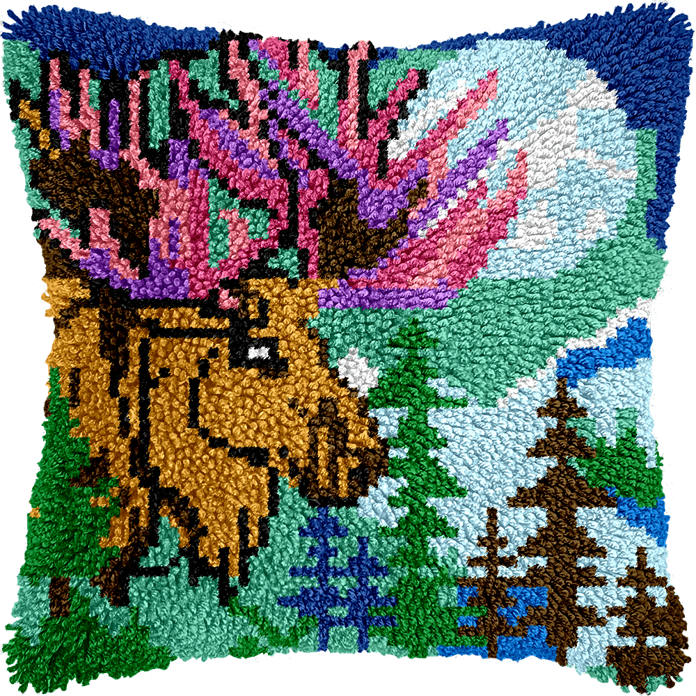 Moose Latch Hook Kits for Adults Beginners, Animals Latch Hook Pillow ...