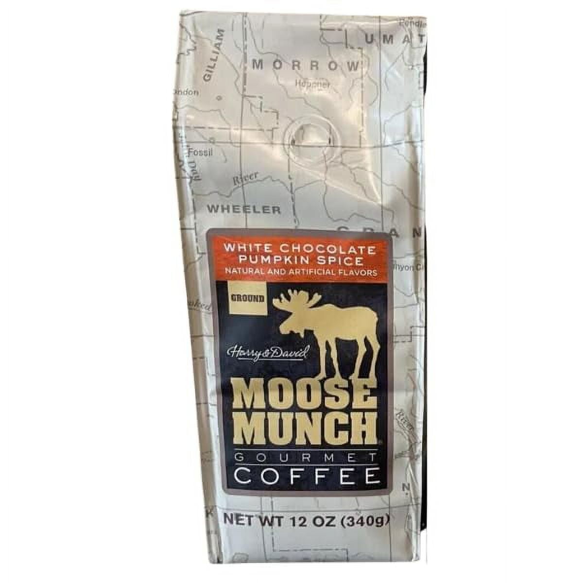 Moose Munch Coffee by Harry & David, White Chocolate Pumpkin Spice Flavored Ground Gourmet ...