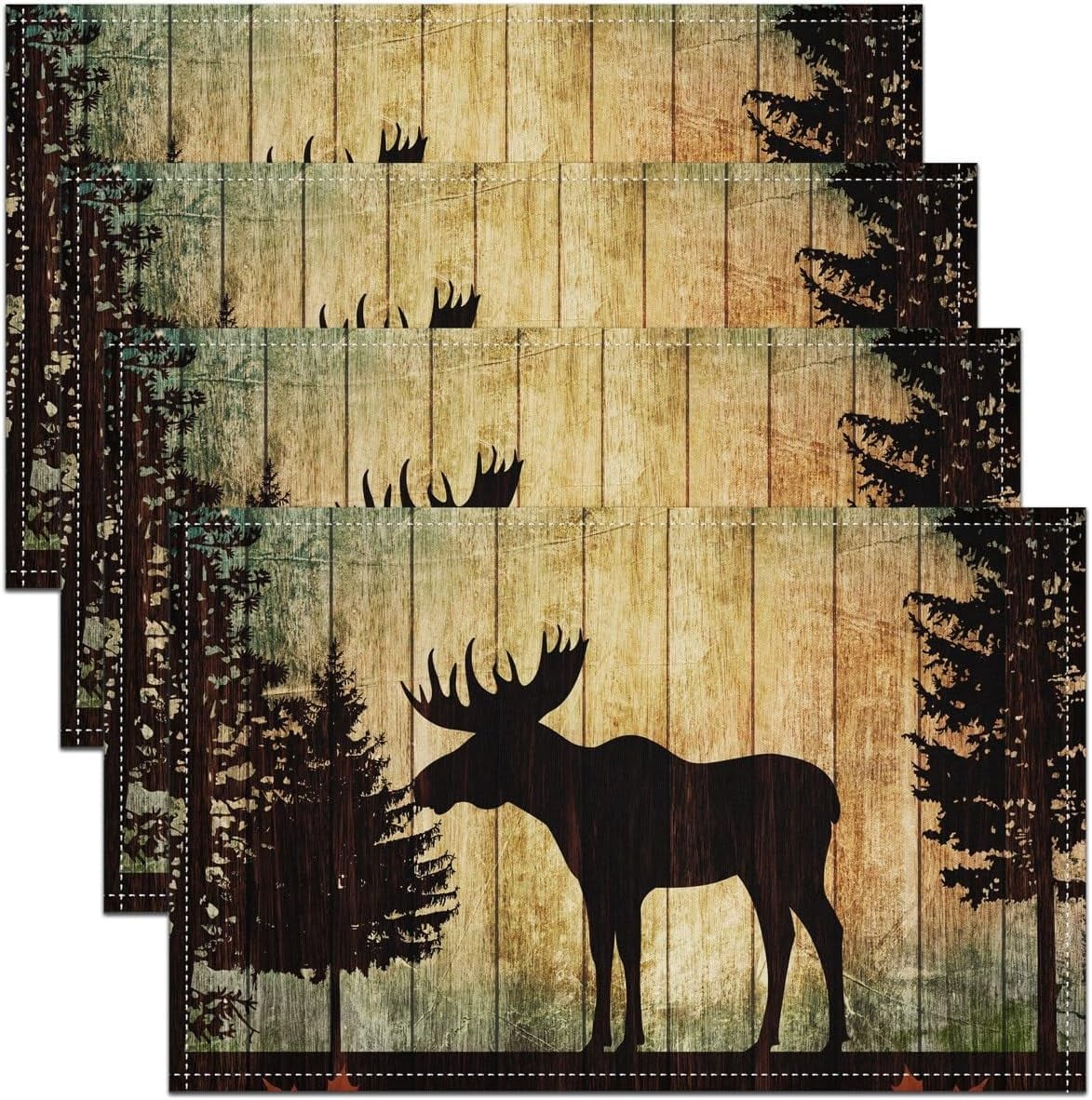 Moose Placemats for Kitchen Table Dining Rustic Jungle Animals Wildlife ...