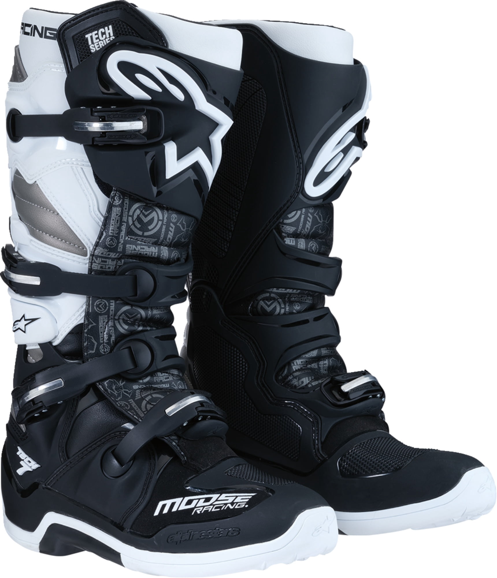 Moose Racing Alpinestars Tech 7 Mens MX Offroad Boots Black/White/Gray ...