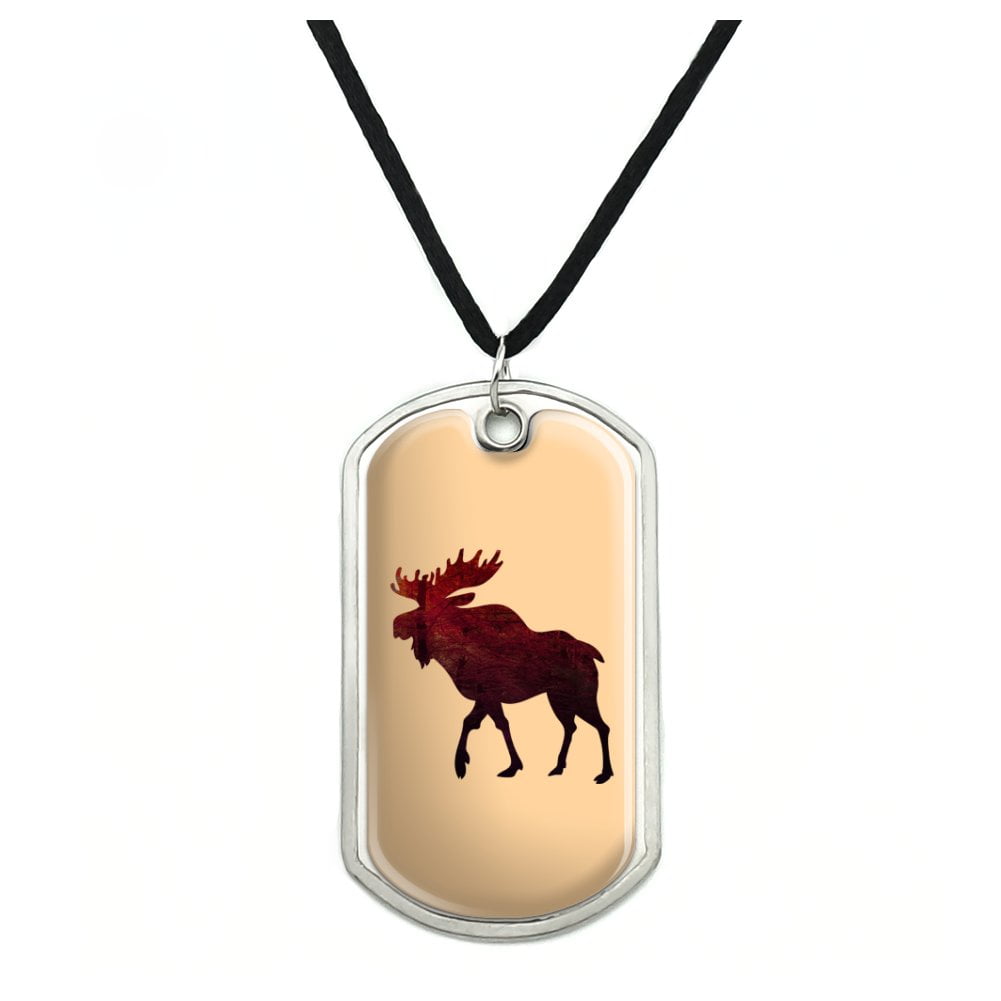 Moose Red Forest Military Dog Tag Pendant Necklace with Cord - Walmart.com