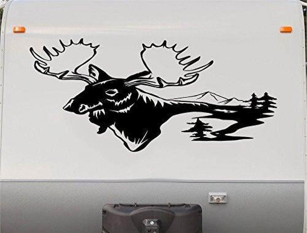 Moose Rustic Mountain RV Camper Vinyl Decal Sticker Scene - Walmart.com