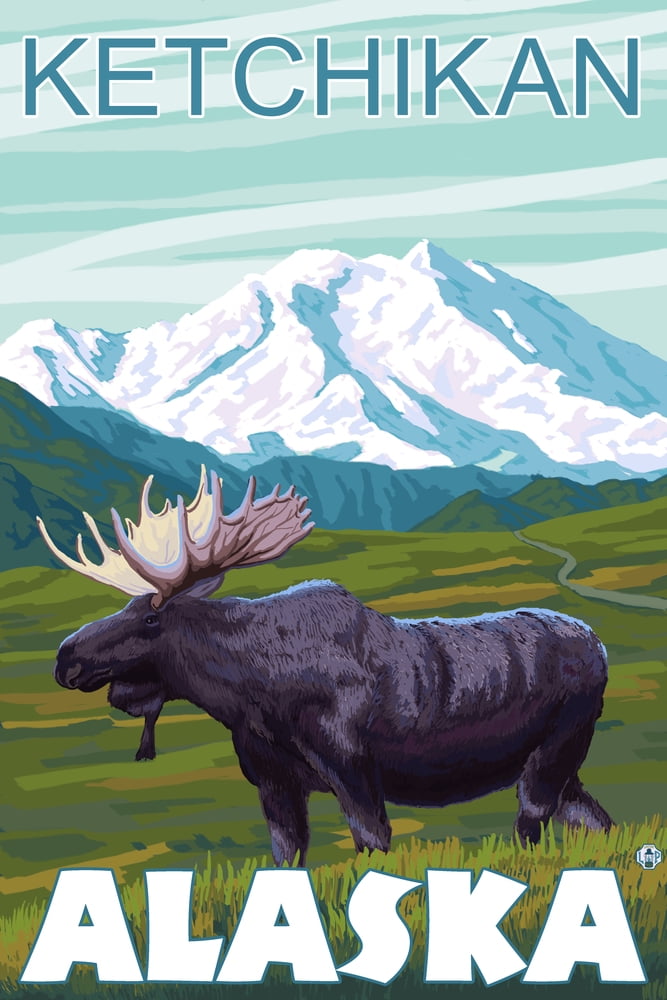 Moose Scene, Ketchikan, Alaska (16x24 Giclee Gallery Art Print, Vivid ...