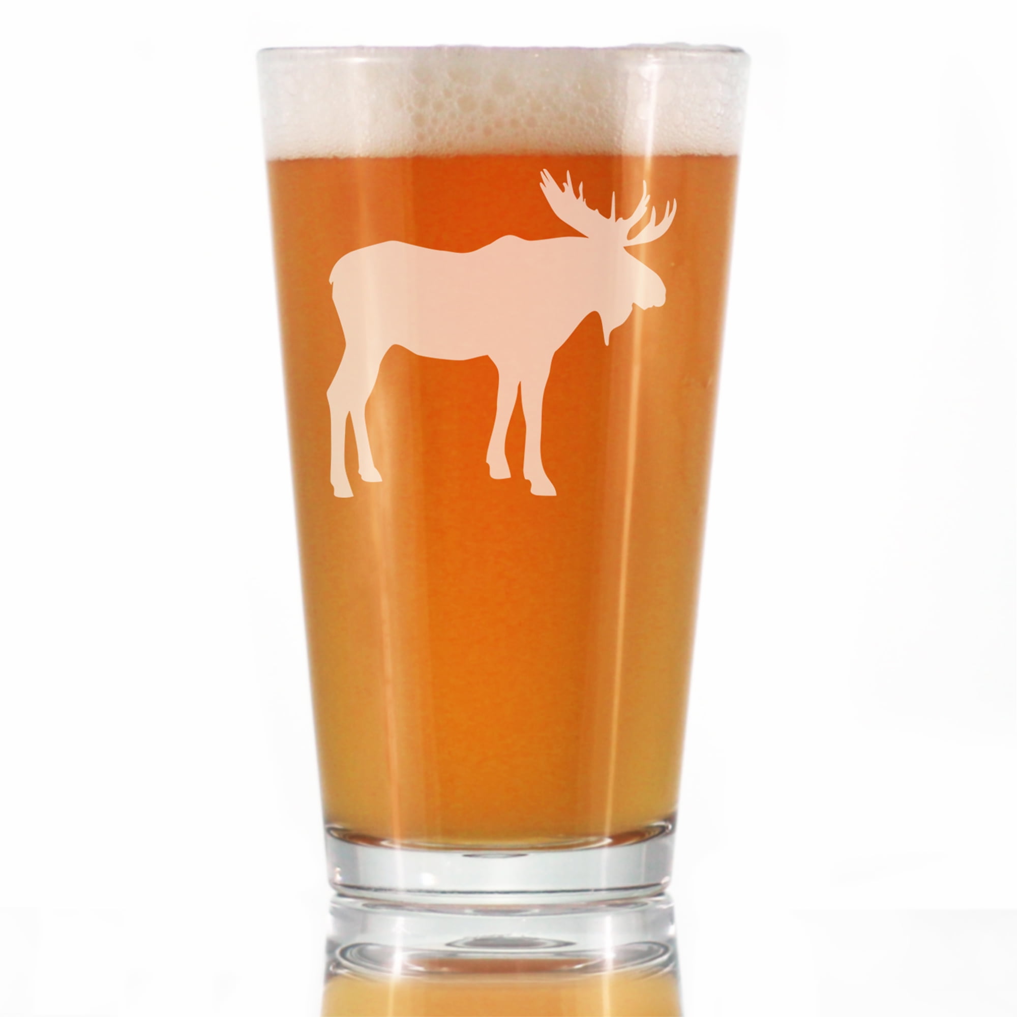 Bevvee Pint Glass 16 oz Moose Silhouette Gifts for Outdoorsy Beer ...
