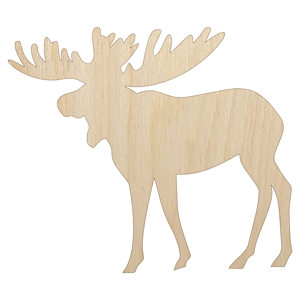 Moose Solid Wood Shape Unfinished Piece Cutout Craft DIY Projects - 4. ...
