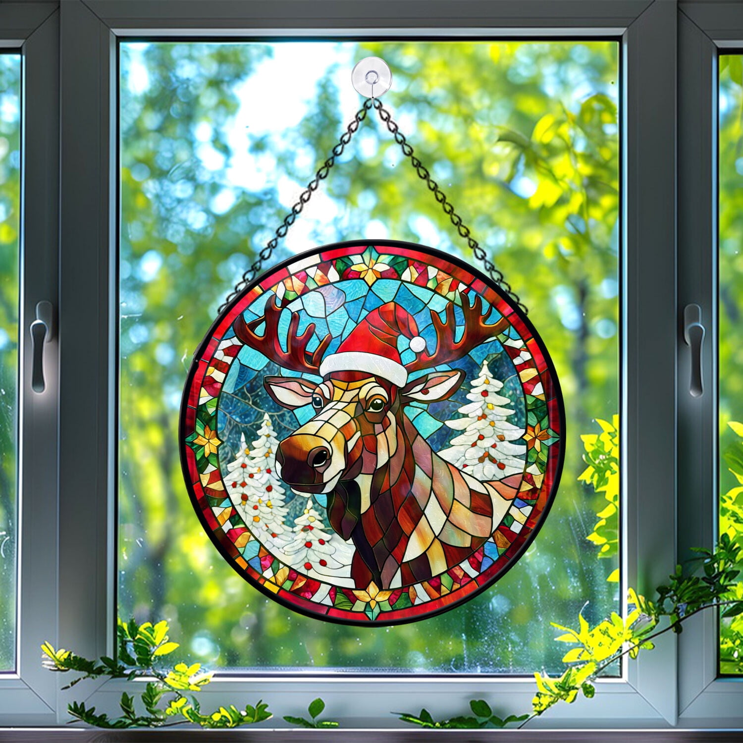 Moose Stained Glass Suncatcher, Moose Glass Suncatchers for Windows For ...