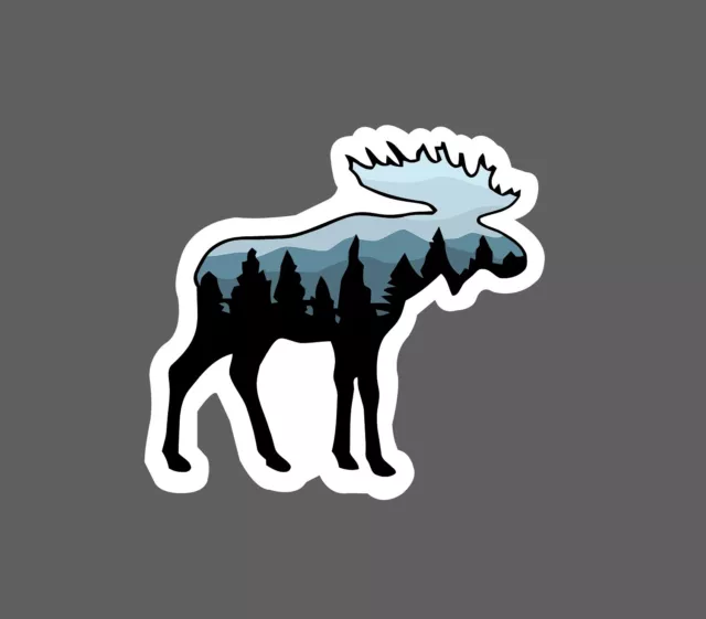 Moose Sticker Wilderness Scene Waterproof Sticker Phone Decal Water ...