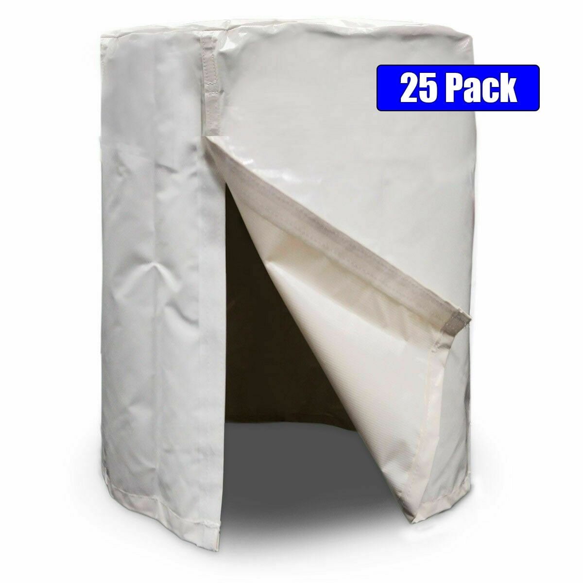 Moose Supply 55 Gallon Barrel Cover, White Vinyl Rain Water Drum Cover ...