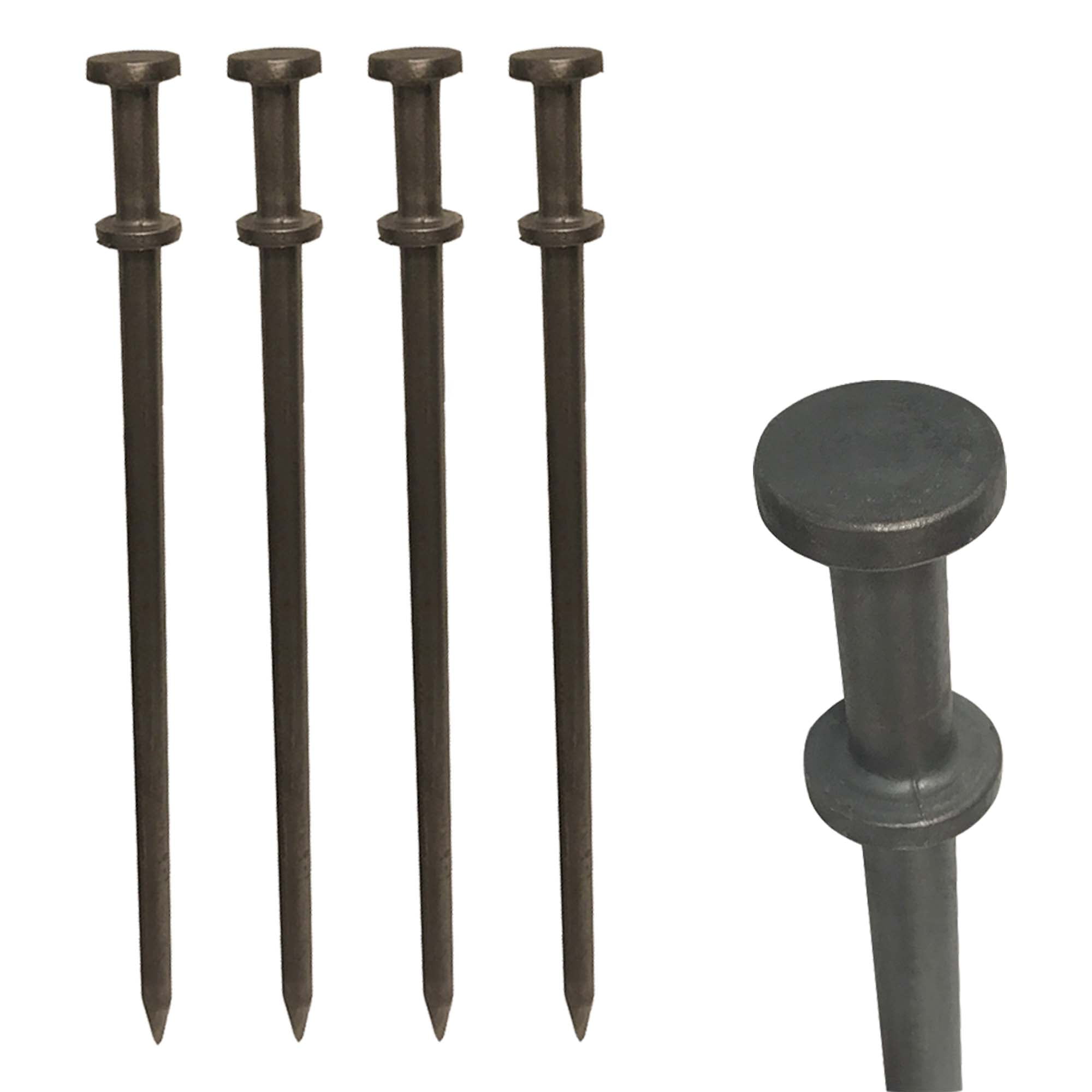 Moose Supply Heavy Duty Double Head Steel Tent Stakes, 4 Pack, 1" x 40 ...