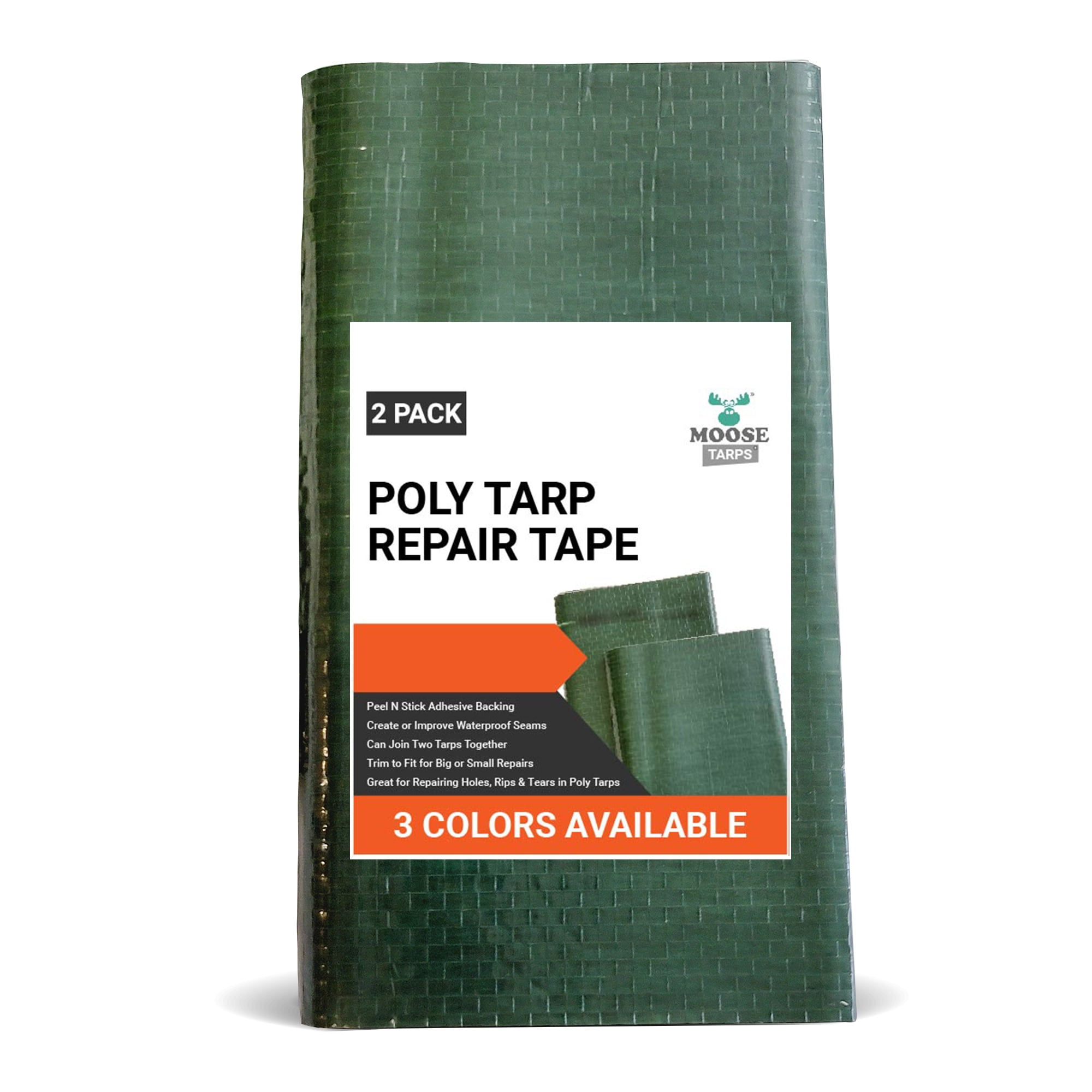 Moose Supply Heavy Duty Waterproof Poly Tarp Repair Tape, Green 2 Pack ...