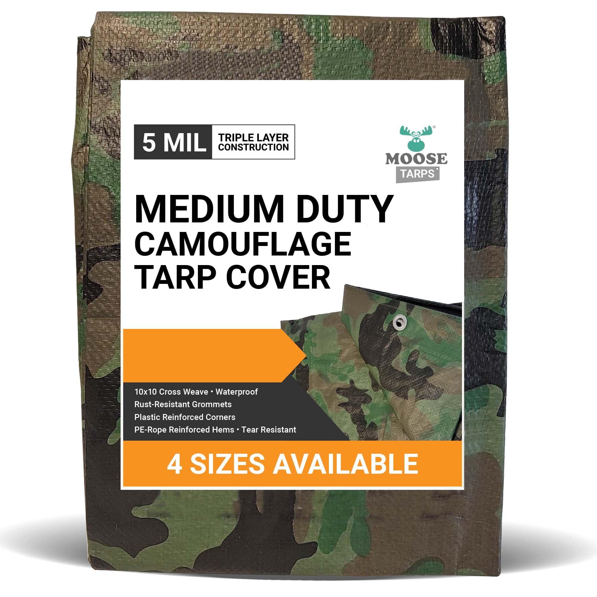 Moose Supply Waterproof Poly Camo Tarp Cover, 6' x 8', Durable for ...