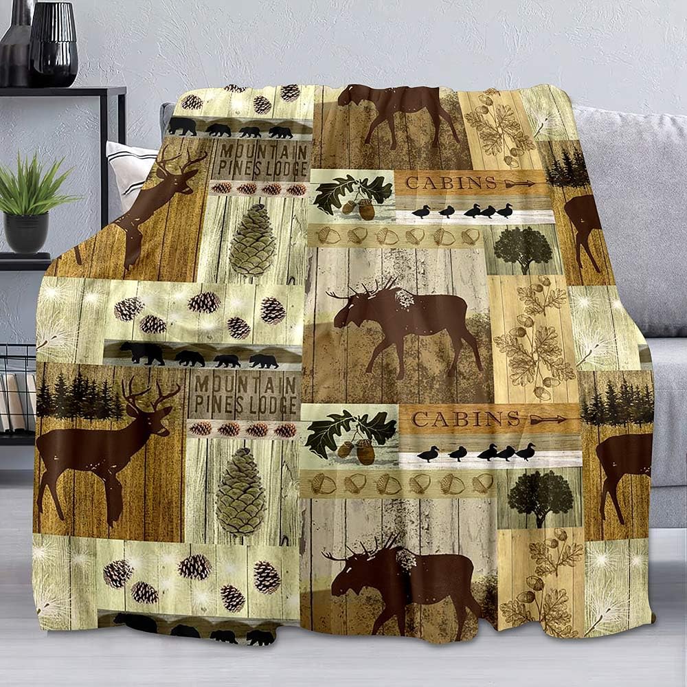 Moose Throw Blanket, Deer Blanket, Cabin Lodge Rustic Farmhouse ...