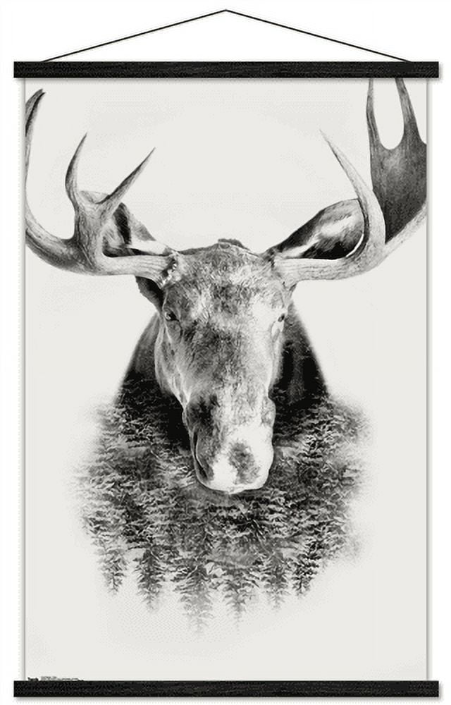 Moose - Trees Wall Poster with Magnetic Frame, 22.375" x 34" - Walmart.com