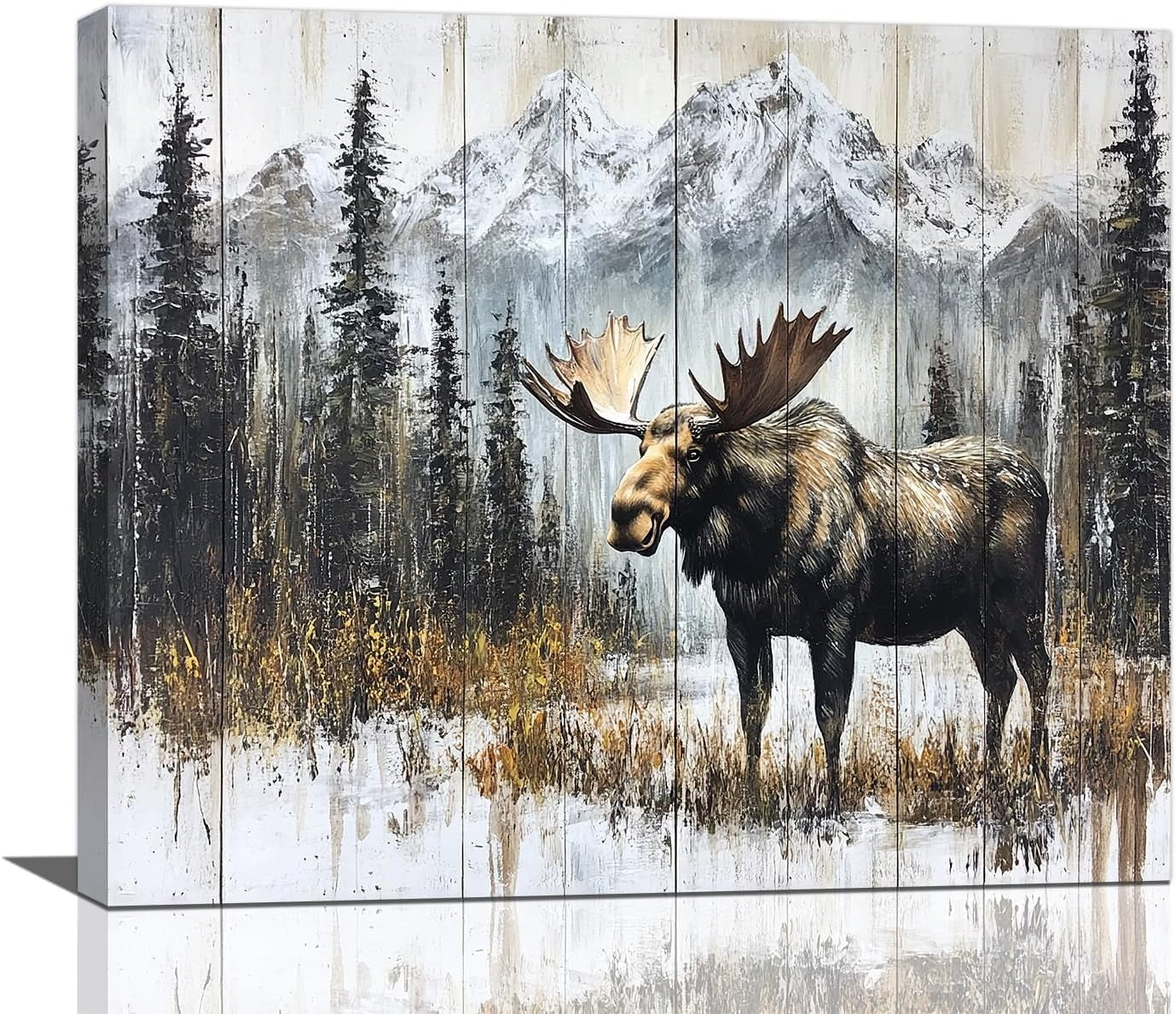 Moose Wall Art, Farmhouse Cabin Deer Pictures Wall Decor Rustic Forest Wildlife Canvas Prints ...