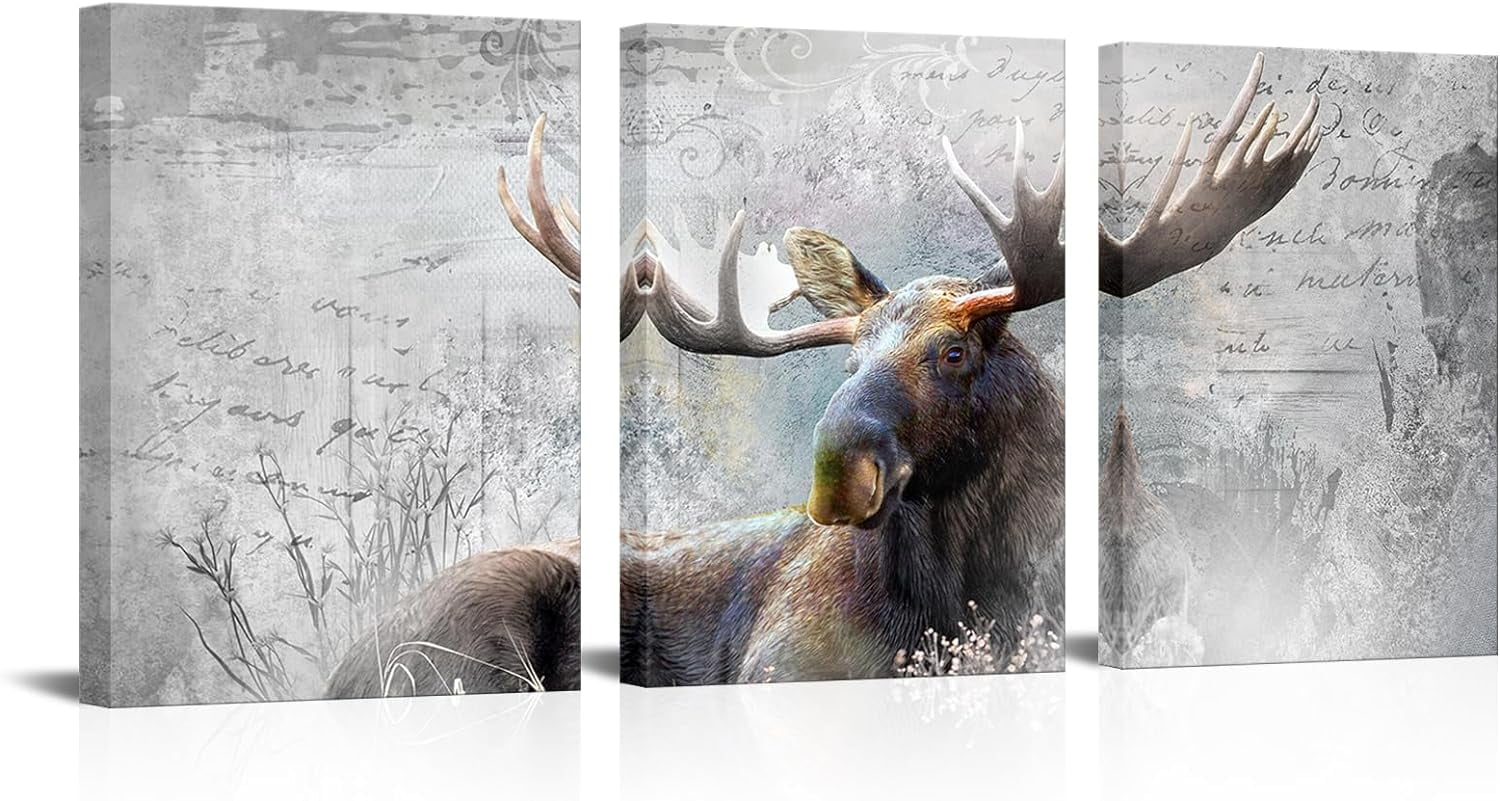 Moose Wall Art - Woodland Animal Deer Moose Wall Decor Wildlife ...