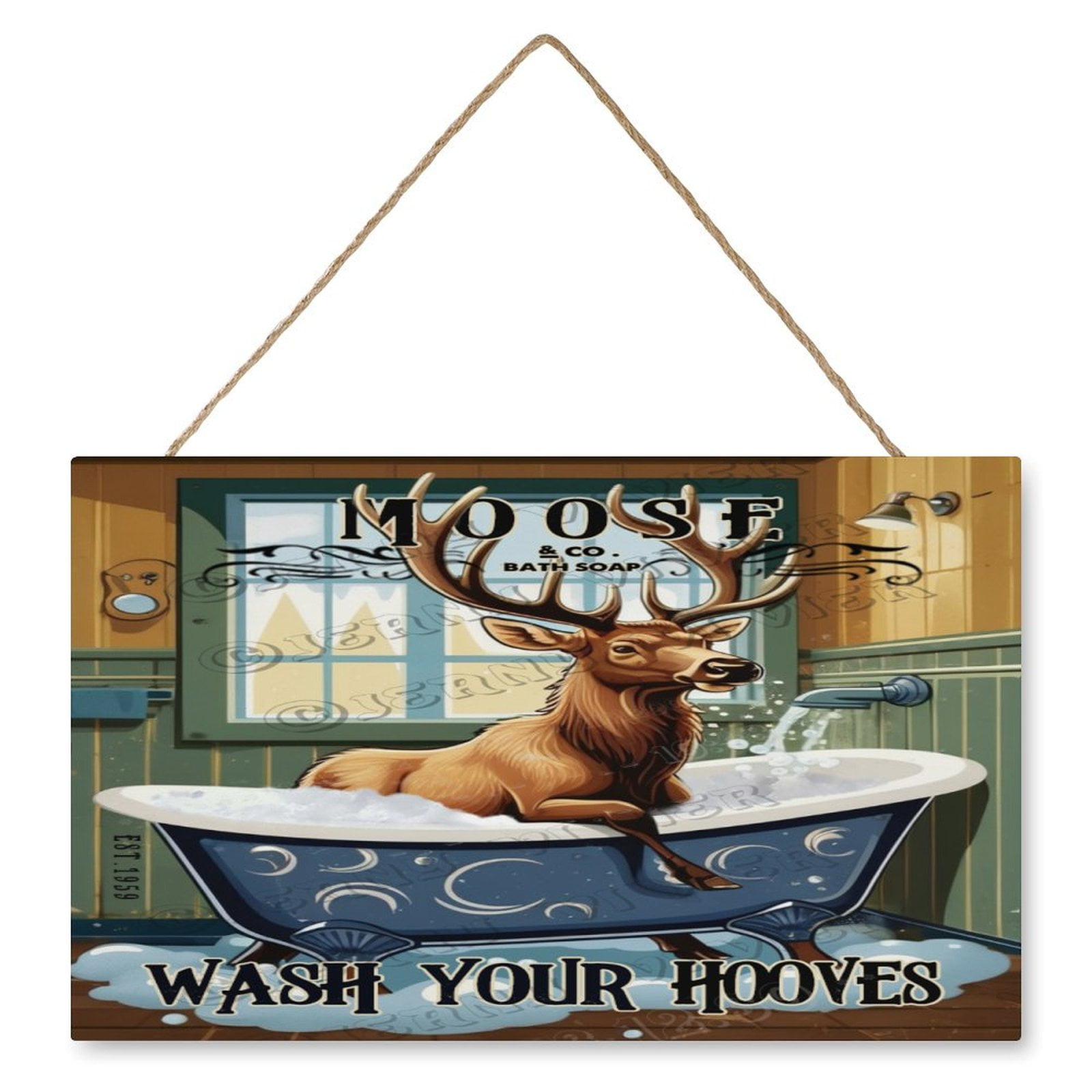 Moose Wash Your Hooves Decorative Wood Hanging Wood Plaque, Rustic Door ...