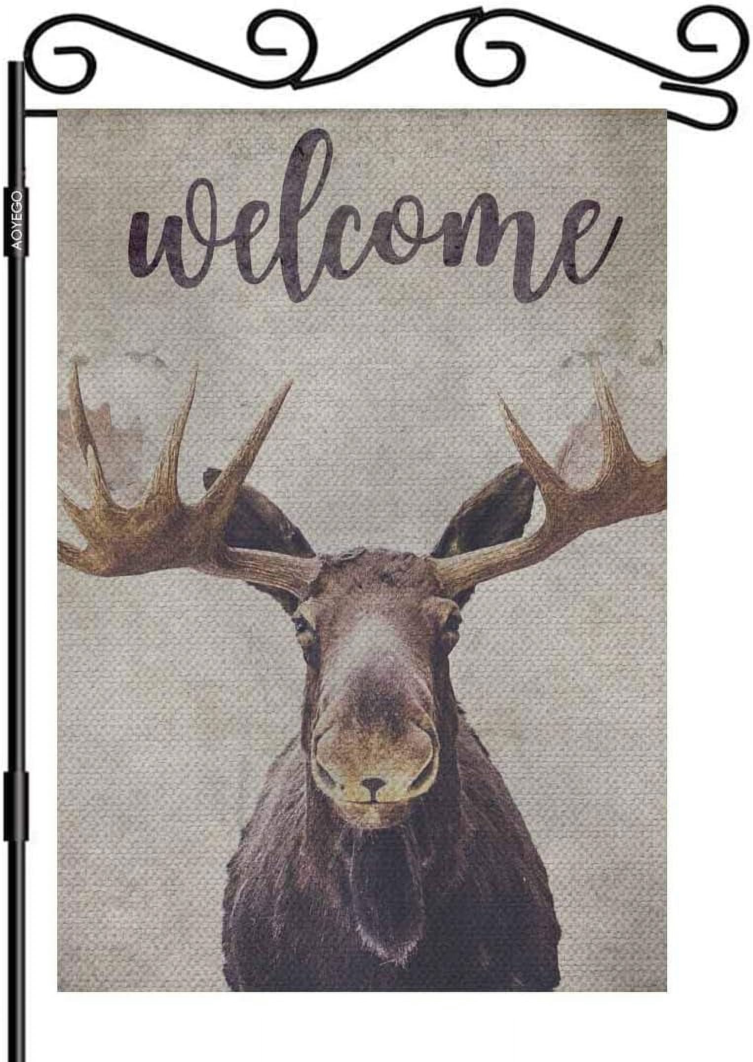Moose Welcome Garden Flag 12.5x18 Inch Vertical Double Sided Moose with ...
