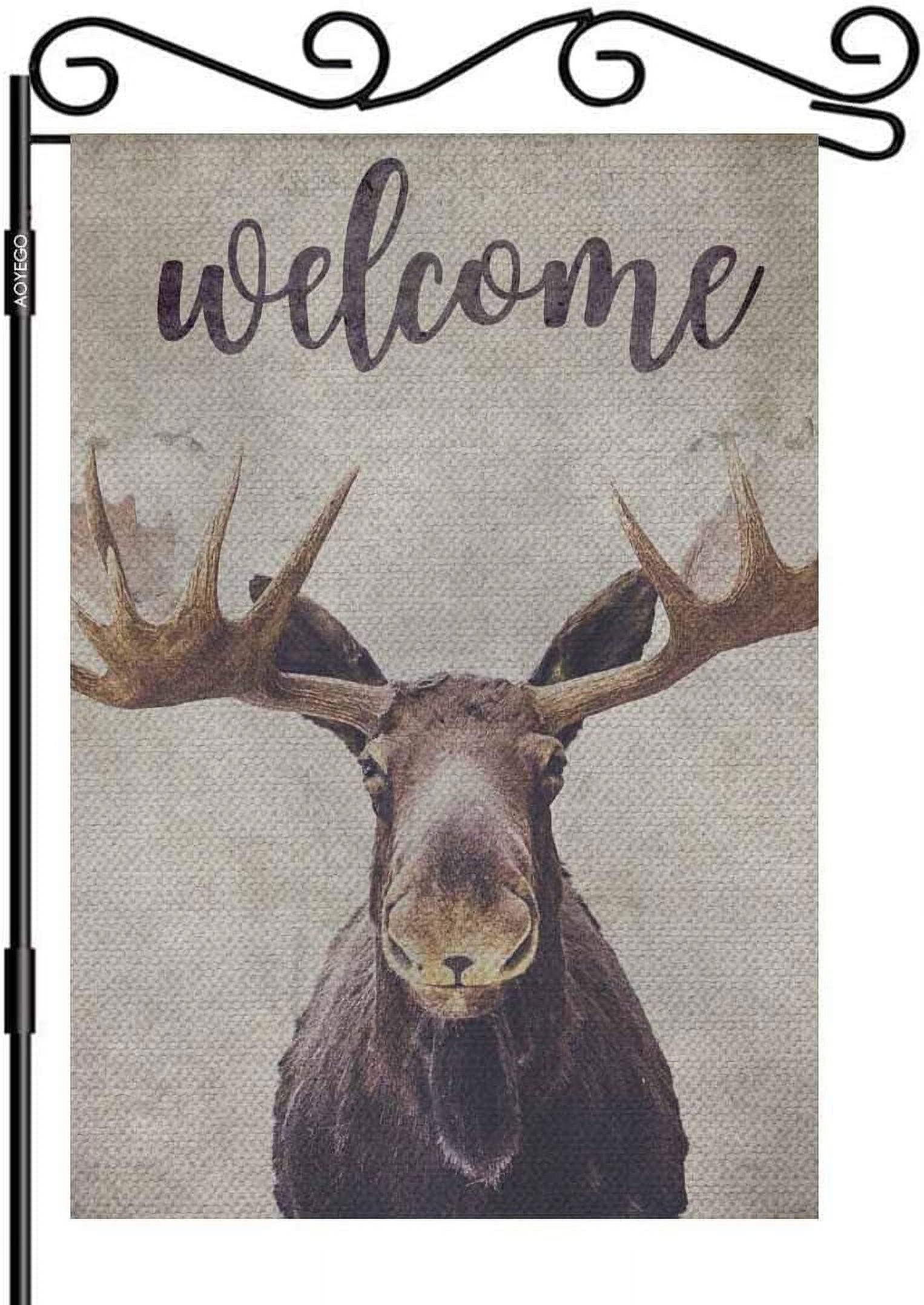 Moose Welcome Garden Flag 12x18 Inch Vertical Double Sided Moose with ...