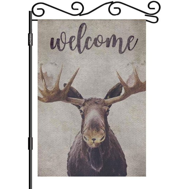 Moose Welcome Garden Flag 12x18 Inch Vertical Double Sided Moose with ...