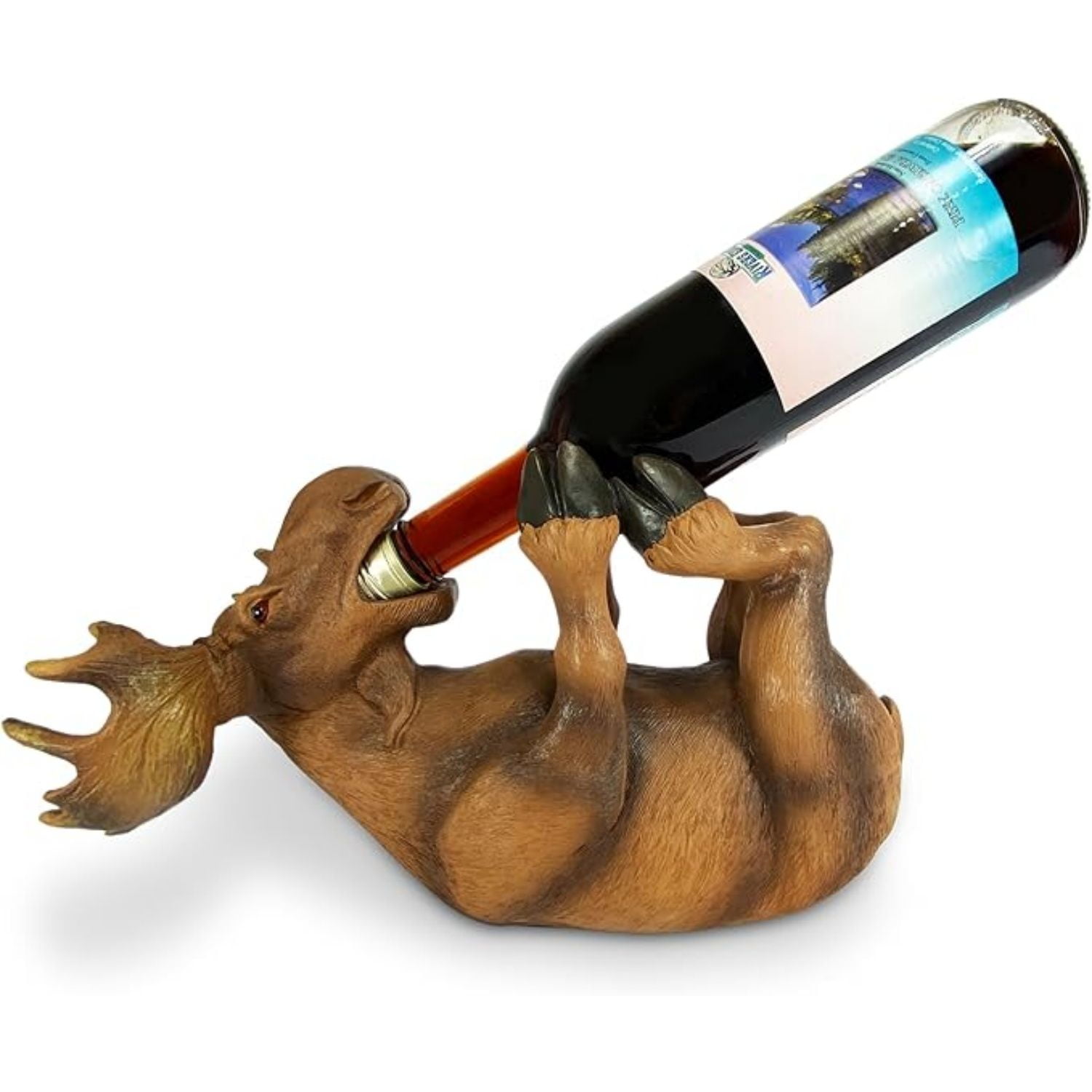 Moose Wine Bottle Holder for 750ml Standard Wine Bottle, Hand-Painted ...
