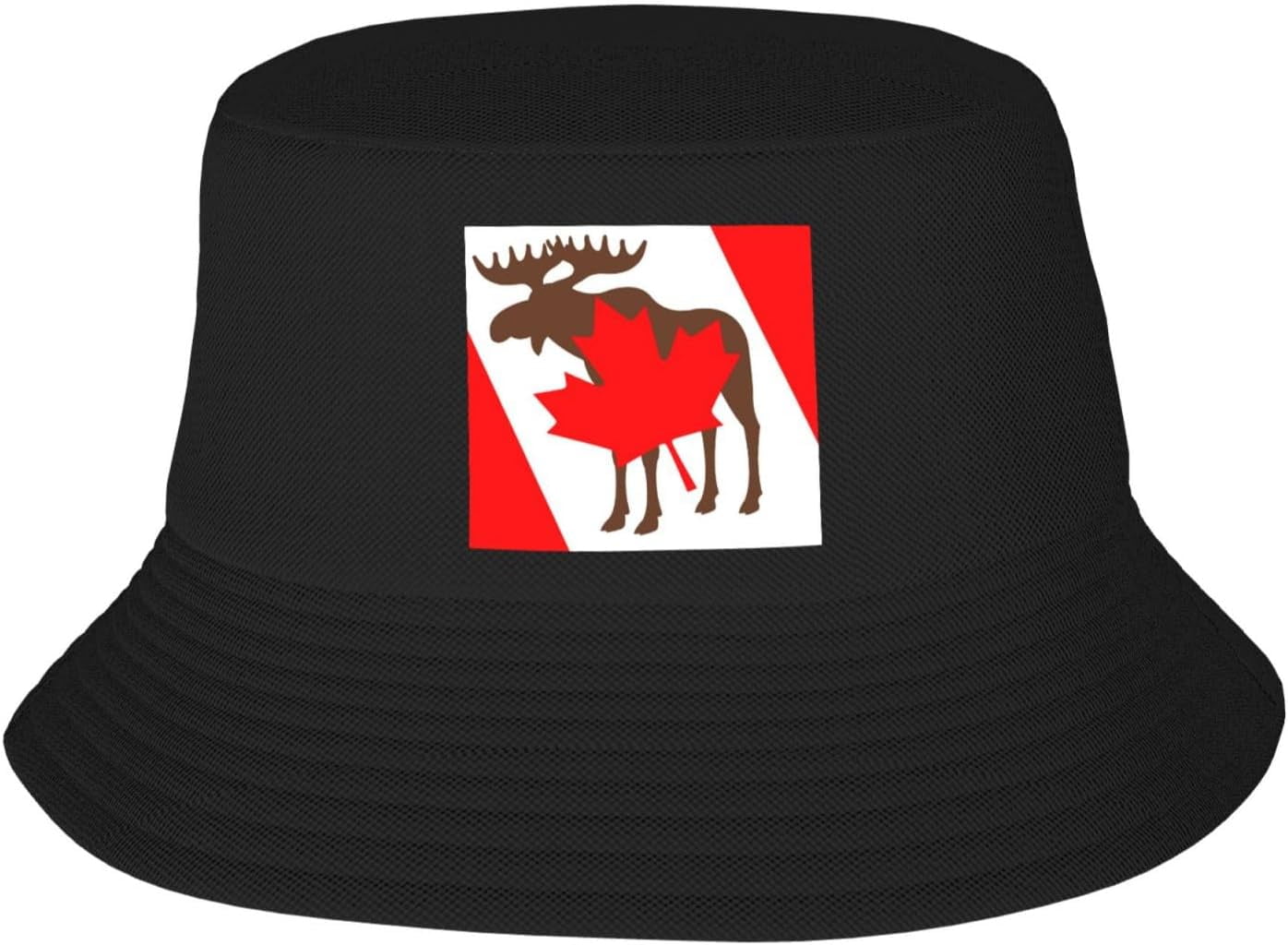 Moose and Canadian Flag Greek Bucket Hat Reflective Foldable Beach Sun ...