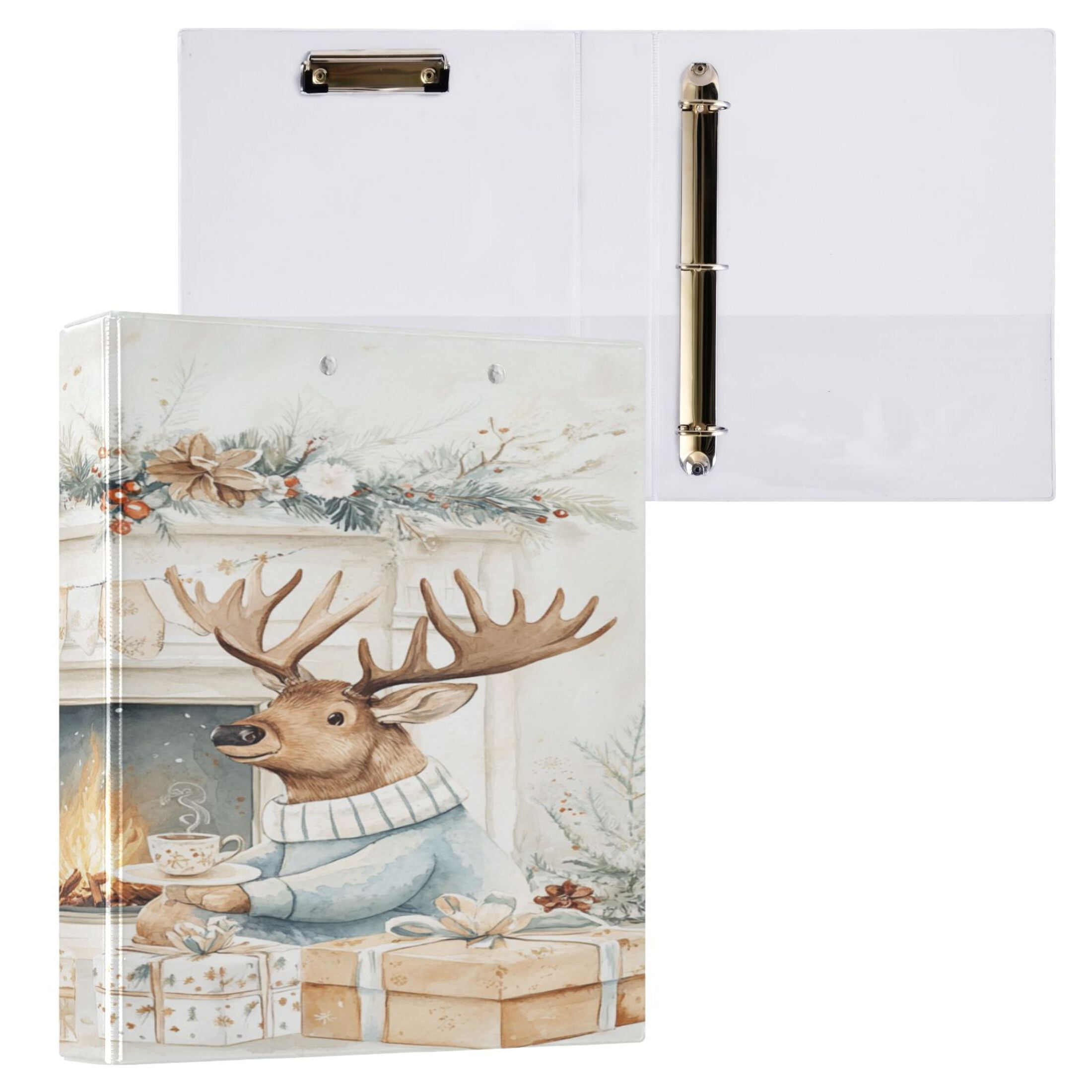 Moose and Deer 3 Ring Hardcover Binders 1.5in Round Rings for Letter ...