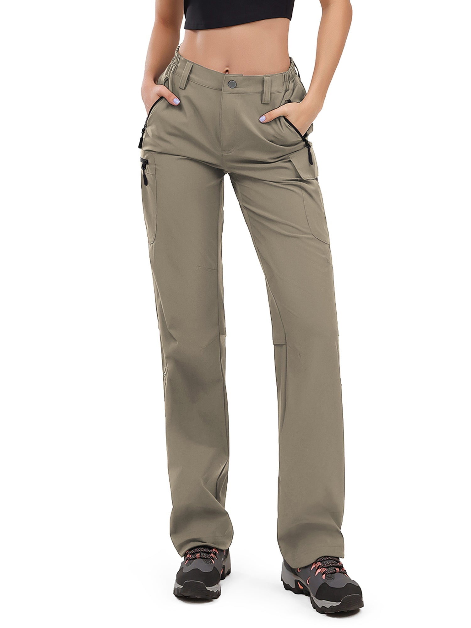 Moosehill Womens Cargo Hiking Pants High Waist for Outdoor Casual Work ...
