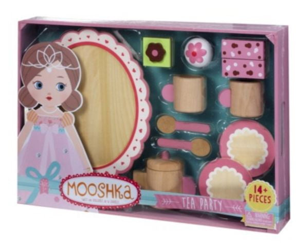 Mooshka Tea Party Set Wooden Play Dish Set 14 Pieces - Walmart.com
