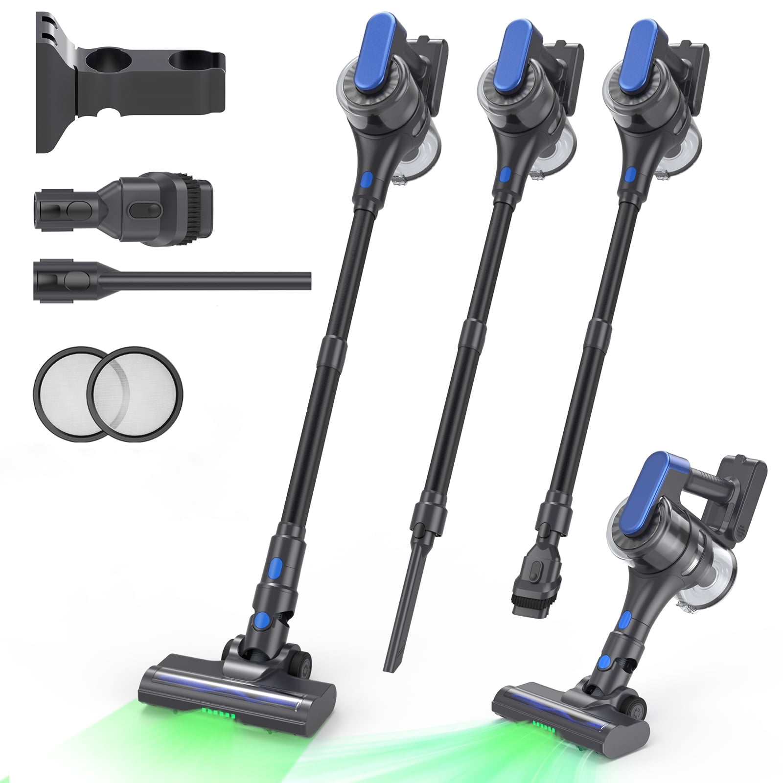 MOOSOO Wireless Vacuum with Flashlight, Anti-Tangle Brush, Suction For ...