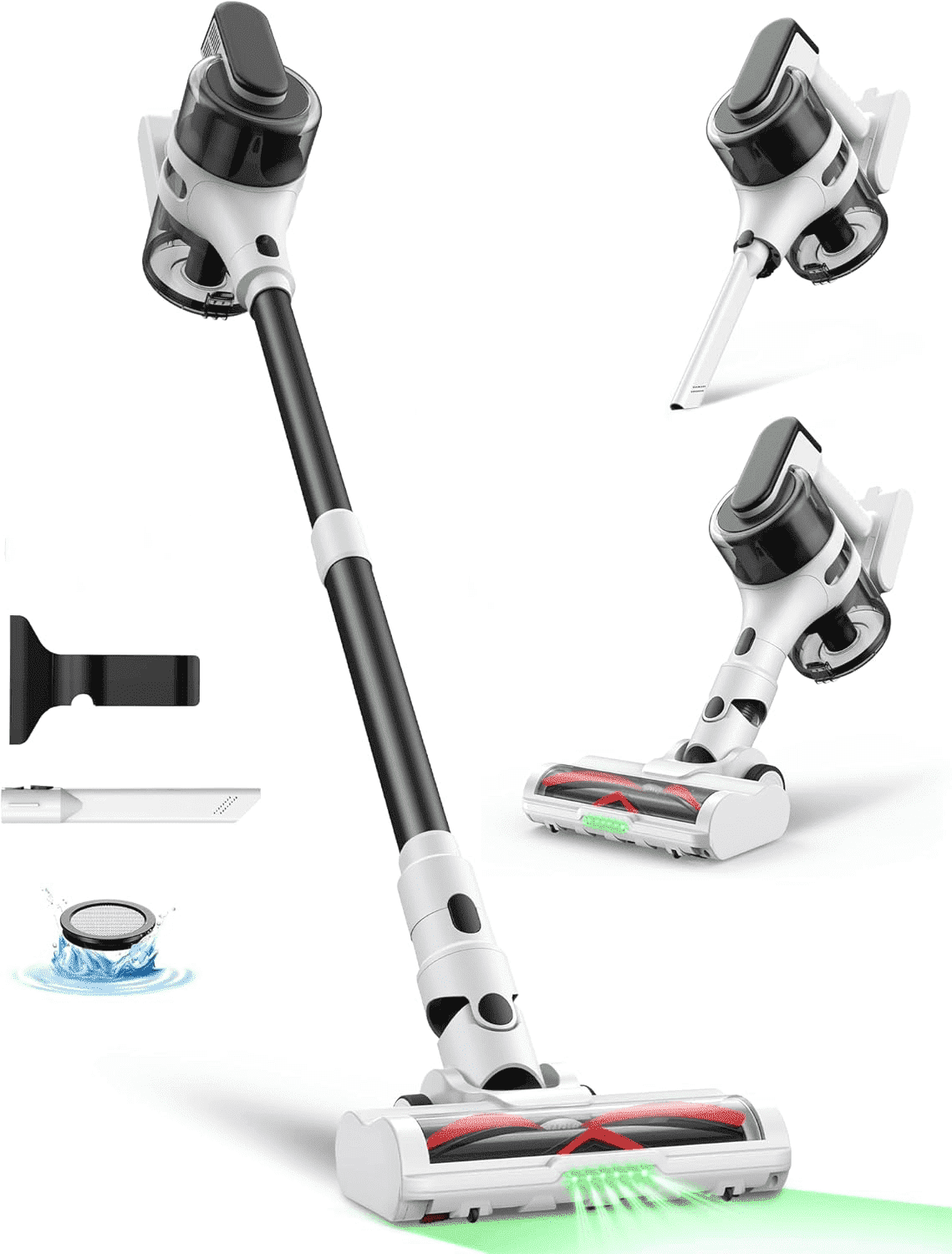 Moosoo Cordless Vacuum Cleaner, 55 mins max runtime, Powerful Suction ...