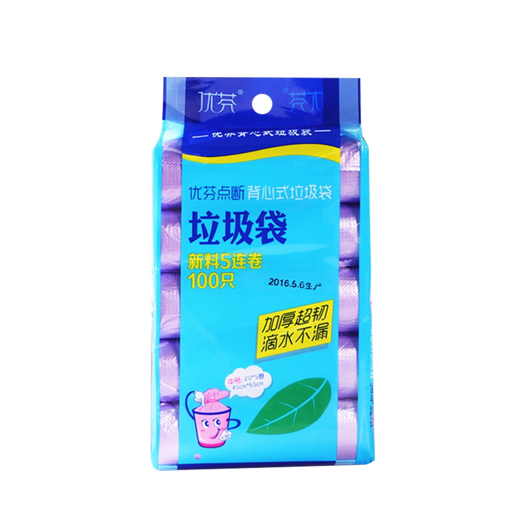 Moou Garbage Trash 5 Rolls 100Pc Trash Bags Durable Disposable Plastic ...