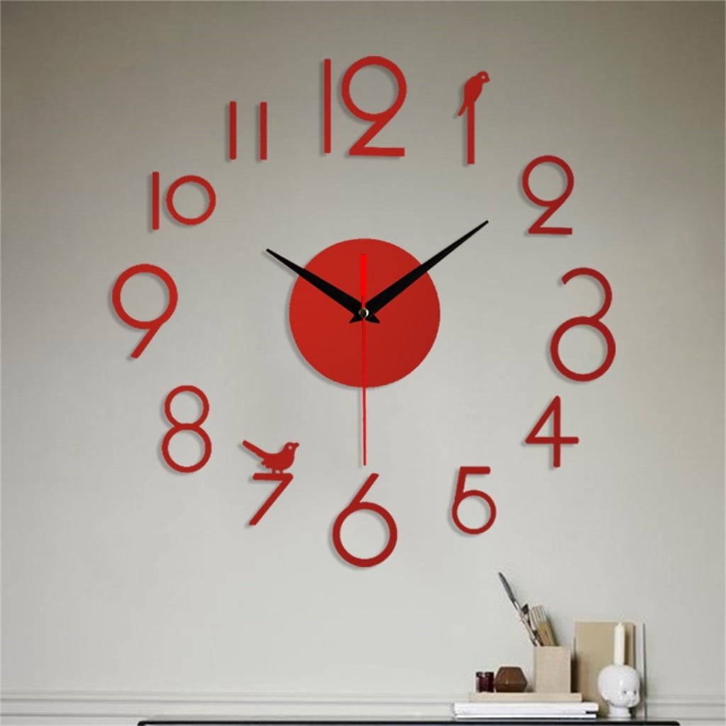 Moou! Lighting Lamp Frameless Diy Wall Mute Clock 3D Mirror Surface ...