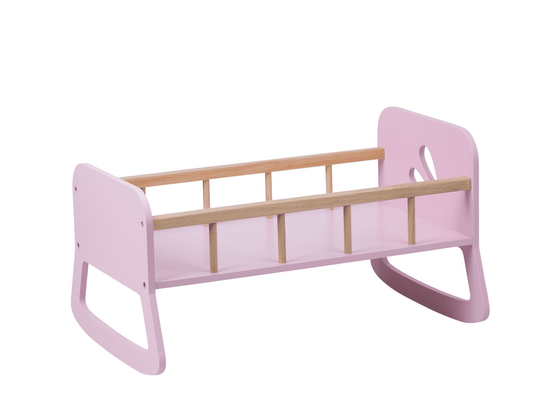 Moover Wooden Doll Cradle, Light Pink Baby Furniture for Kids Play ...
