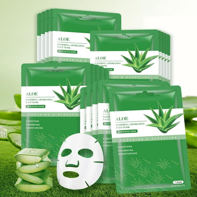 Mooyam 10 Pack Face Masks Skincare Sheet Mask Aloe Vera Sheets Mask ...