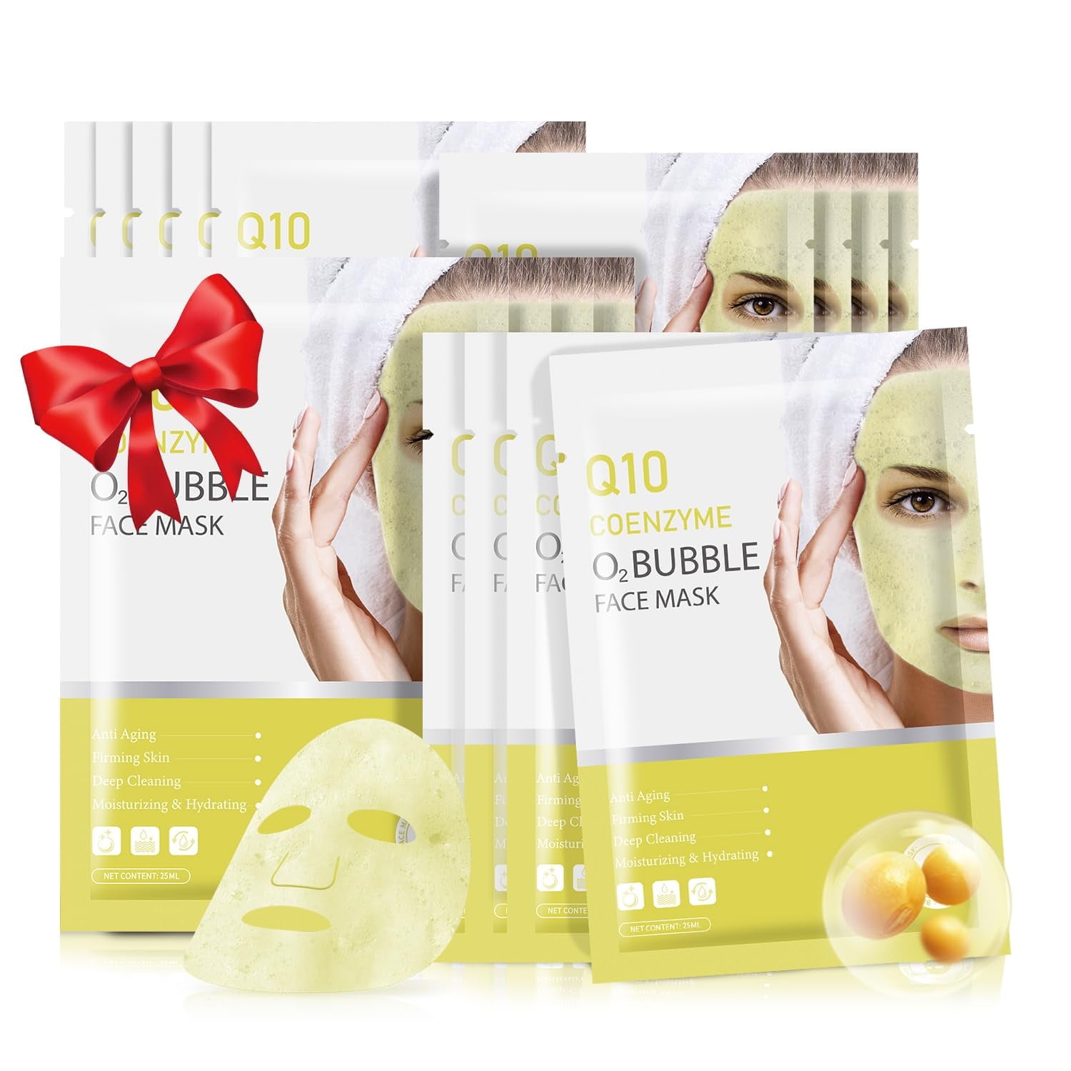 Mooyam 10 Pack Q10 Coenzyme O2 Bubble Face Masks Skincare, Deep ...