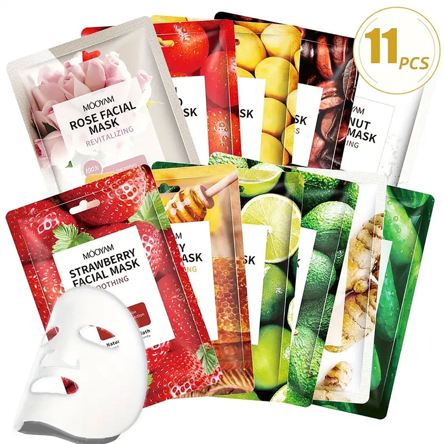 Mooyam 11 Pack Fruit Moisturizing Facial Mask Sheet, Rich in Fruit ...