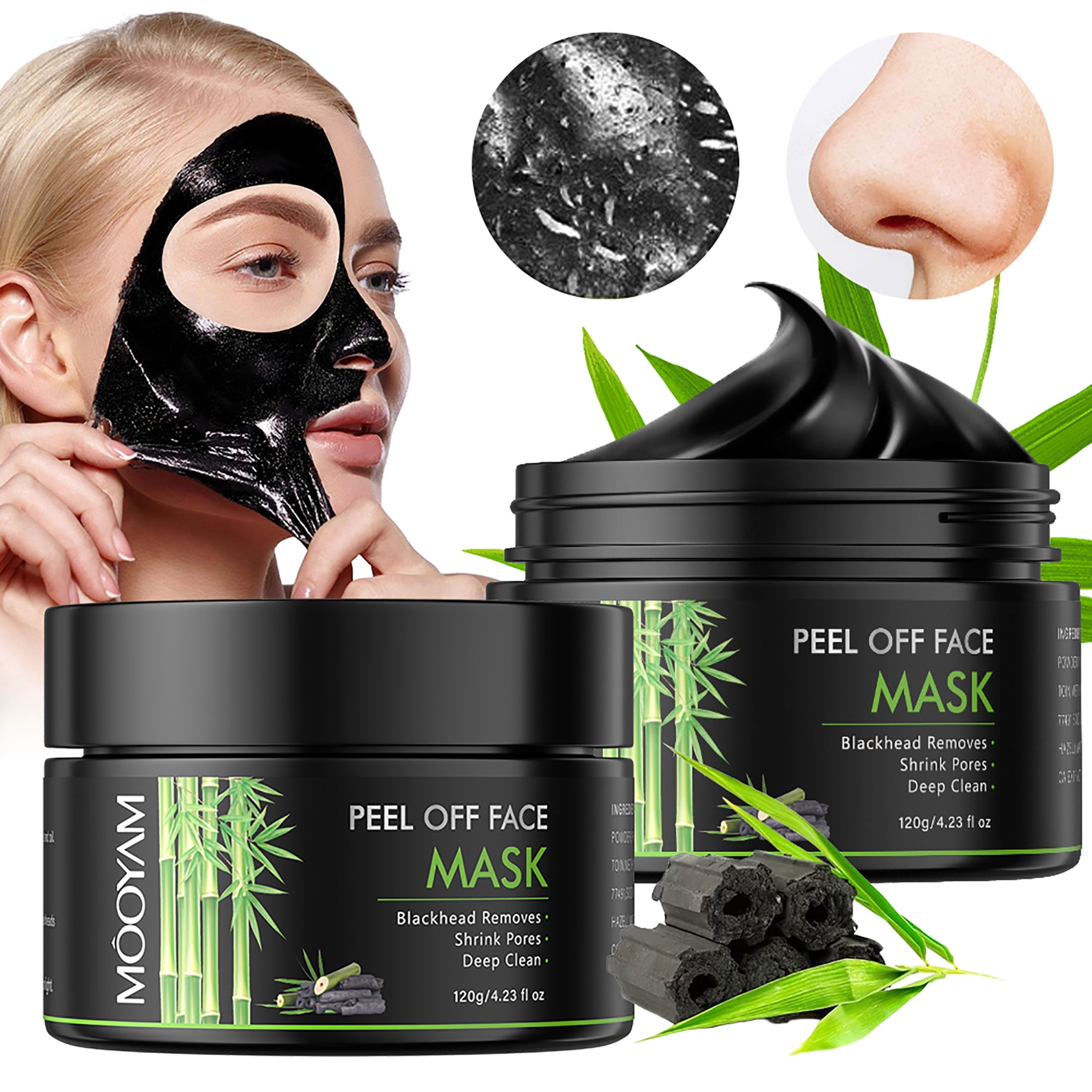 Mooyam 2 Pack Blackhead Remover Mask, Charcoal Peel Off Face Mask ...