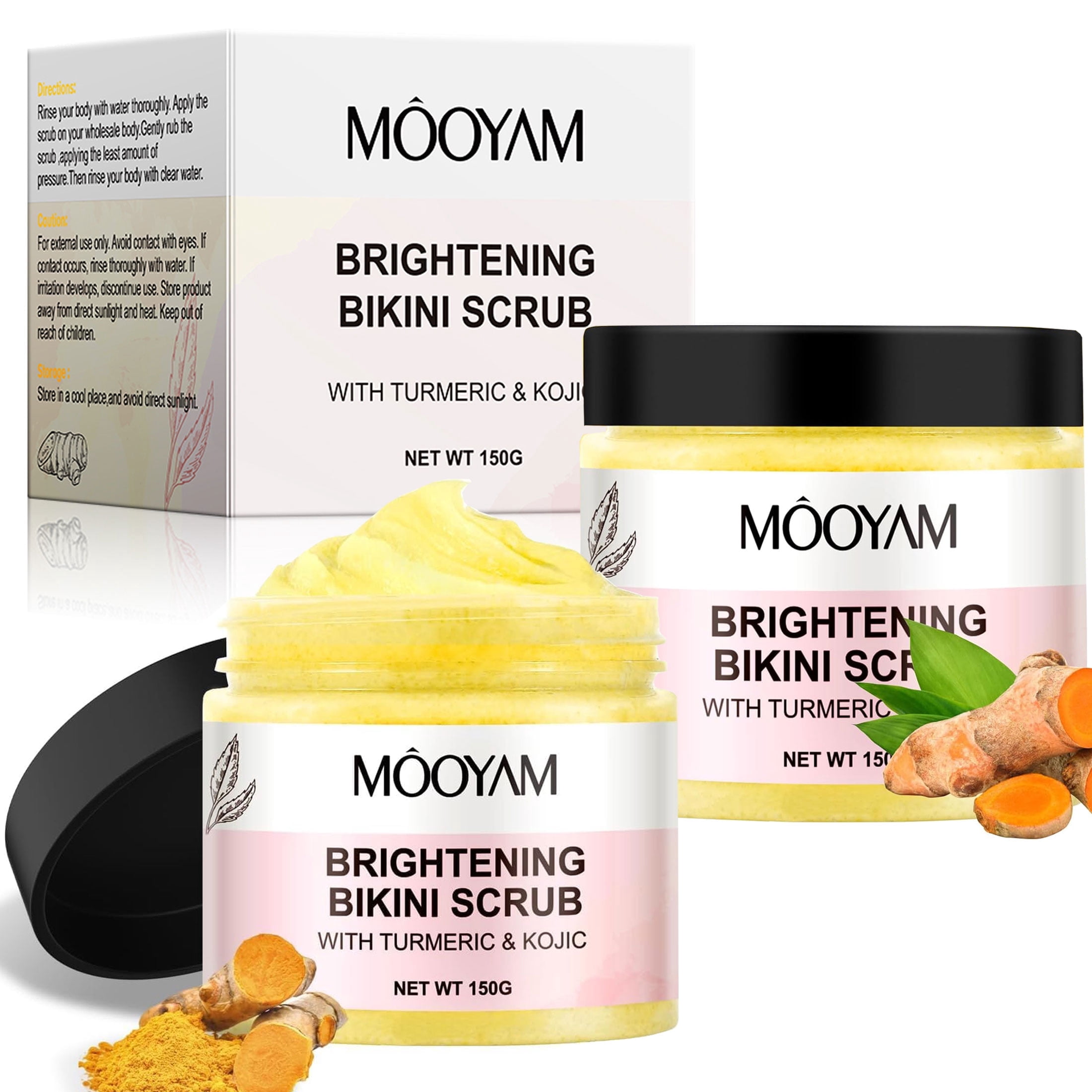 Mooyam 2 Pack Brightening Bikini Body Scrub with Turmeric Exfoliating ...