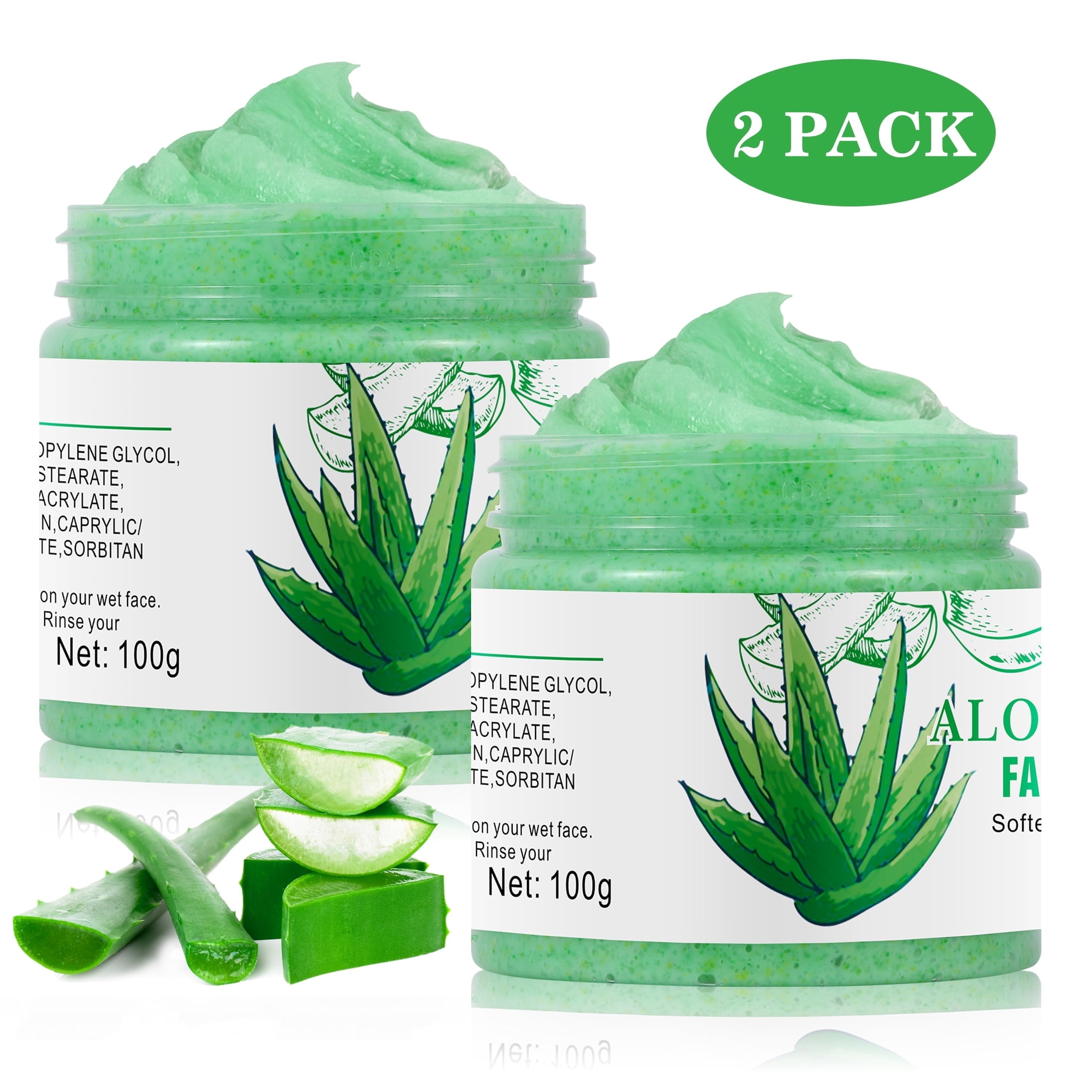 Mooyam 2 Pack Aloe Vera Facial Scrub, Daily Face Exfoliator for All ...