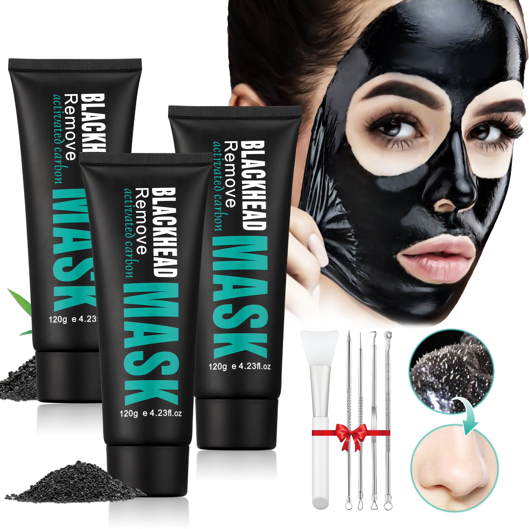 Mooyam Blackhead Removal Mask Kit, Activated Charcoal Peel-off Mask, 12 ...