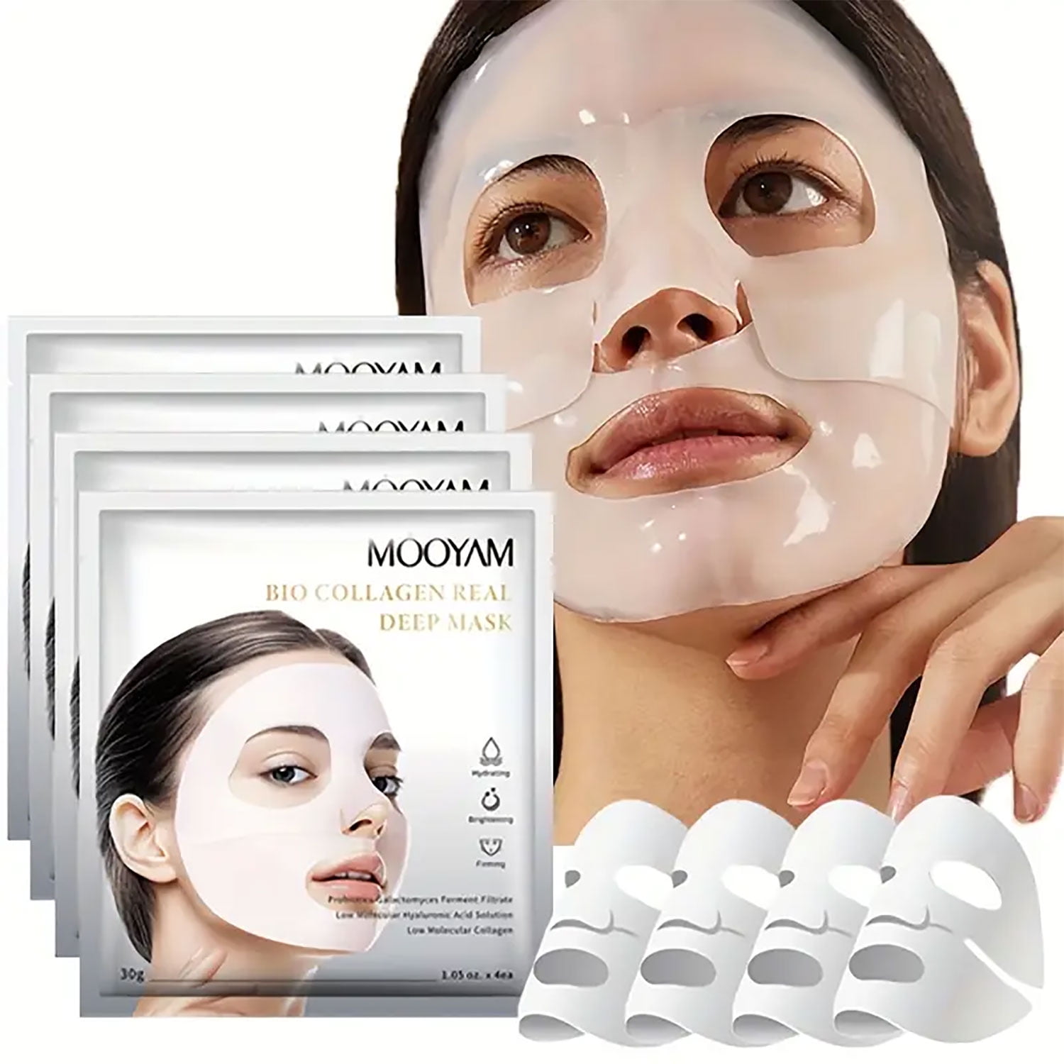 Mooyam 4 Pack Deep Collagen Overnight Mask,Bio-Collagen Real Deep Mask ...
