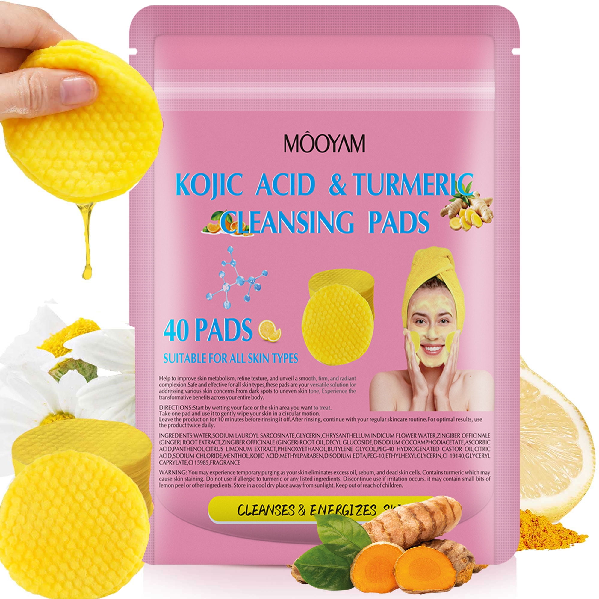 Mooyam Turmeric Cleansing Pads,Face Deep Clean Pads, Suitable for All ...