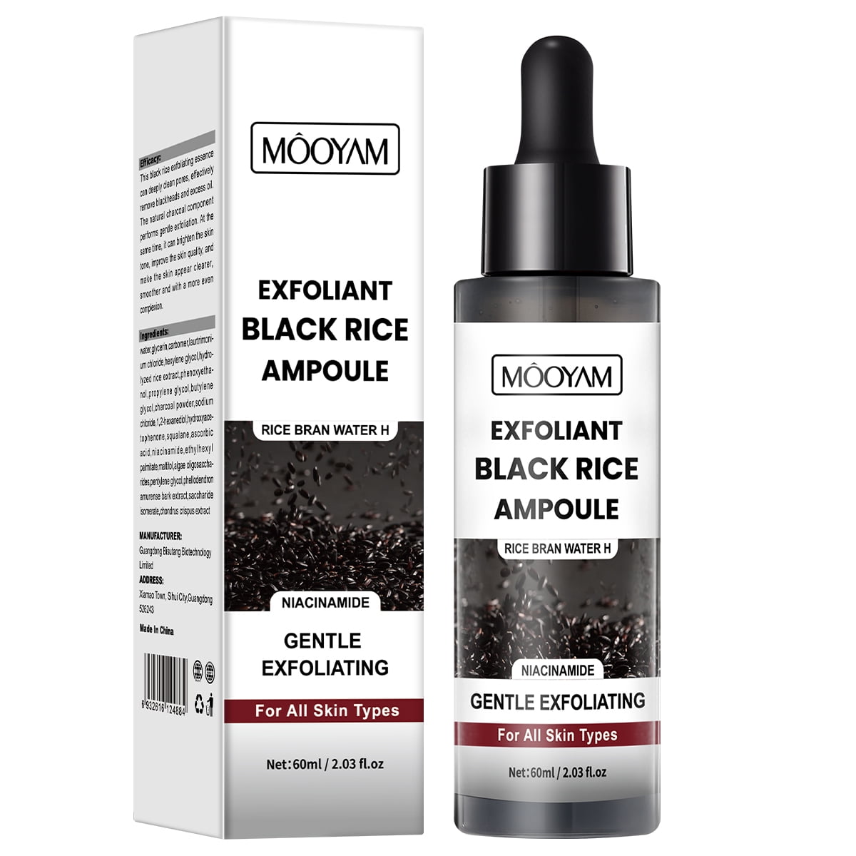Mooyam Exfoliating Black Rice Ampoule with Rice Bran Water ...