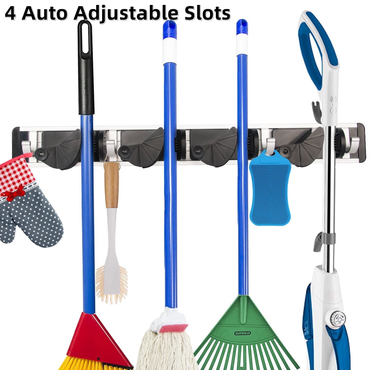 Mop Broom Holder Wall Mount Broom Organizer and Storage Rooms Garage ...
