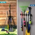 Mop and Broom Holder Wall Mount - Garage Storage Organizer with 5 Slots ...