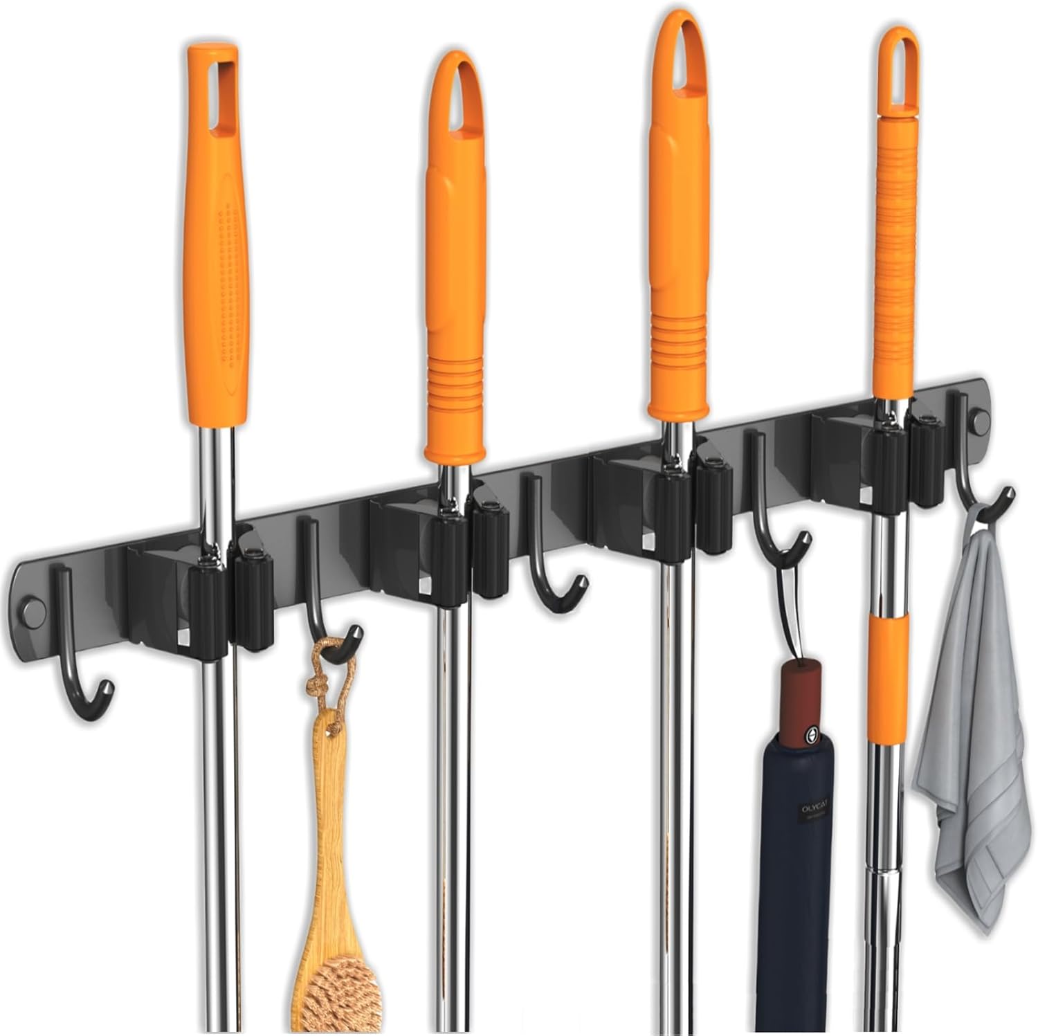 Mop and Broom Holder Wall Mount, Upgraded Broom Organizer Wall Mount ...