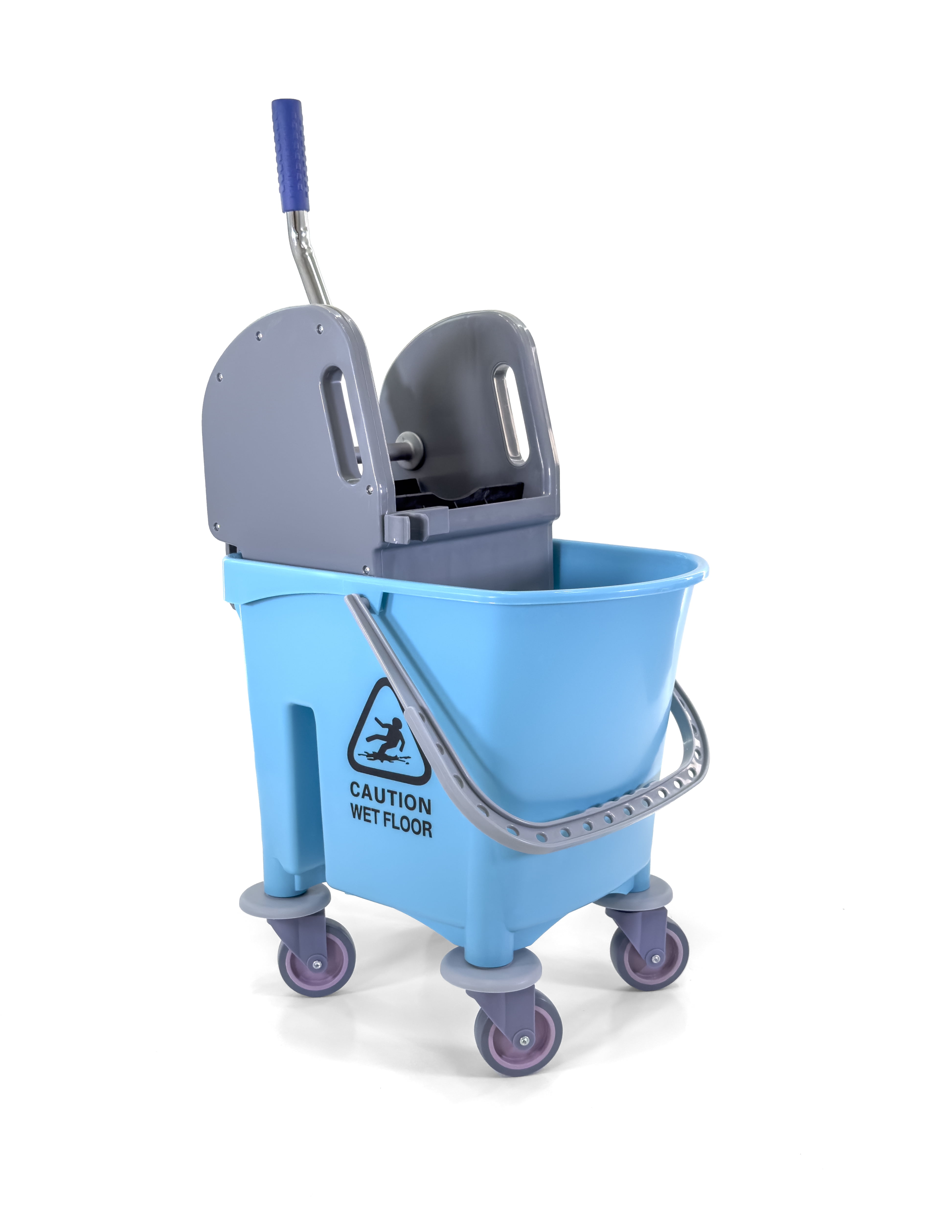 Mop Bucket 25 Quart | Side Press Wringer | 4 Wheels 3" | Blue - Walmart.com