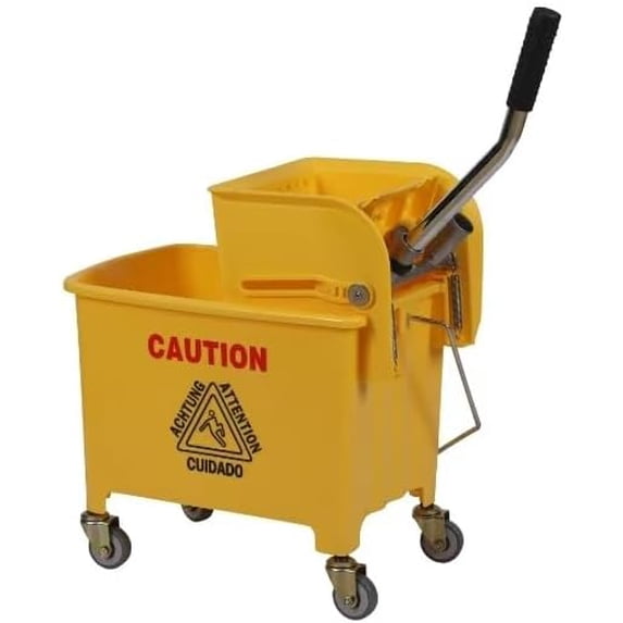 Mop Bucket with New Reinforced Metal Wringer on Wheels Small 5 Gallon ...