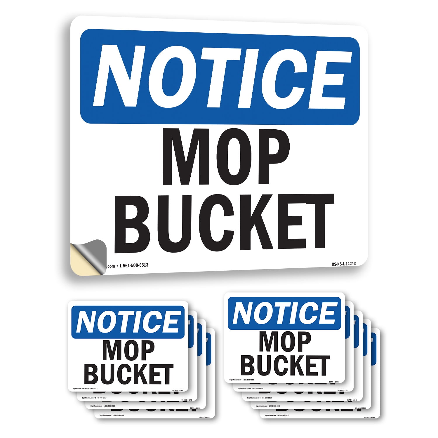 Mop Bucket OSHA Notice Vinyl Decal Label 5 Inch x 3.5 Inch - 10 Pack ...